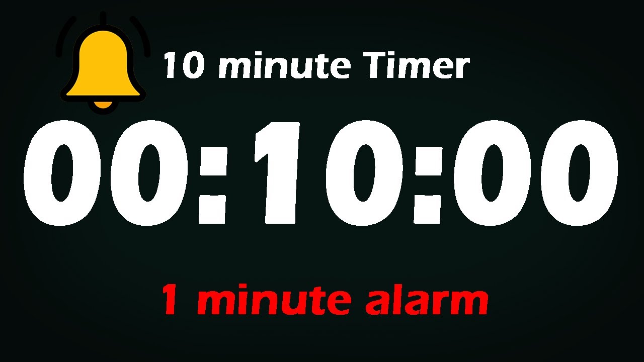 10 Minute Timer - 1 minute Alarm sound | Clock COUNTDOWN - YouTube