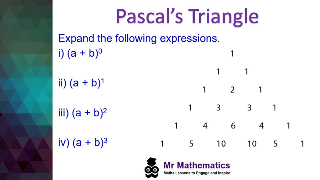 Binomial Expansion Using Pascal s Triangle AS Maths Mr Mathematics Binomial Expansion Using Pascal s Triangle AS Maths Mr Mathematics