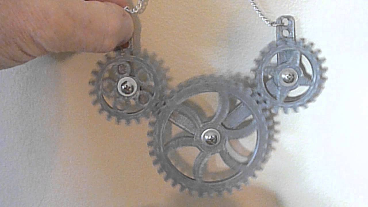 Rotating Steampunk Gear Necklace, kinetic art jewelry - YouTube