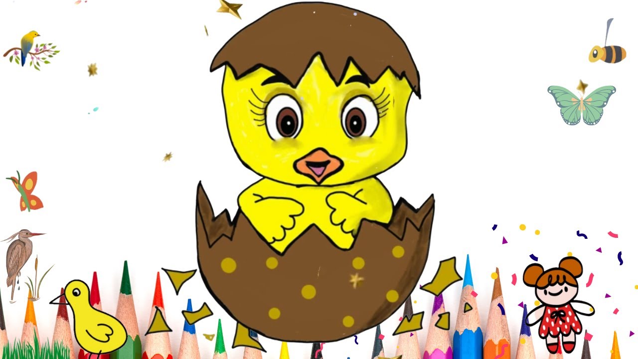 How to Draw a Chick in Egg | Drawing Hatching Chick - YouTube