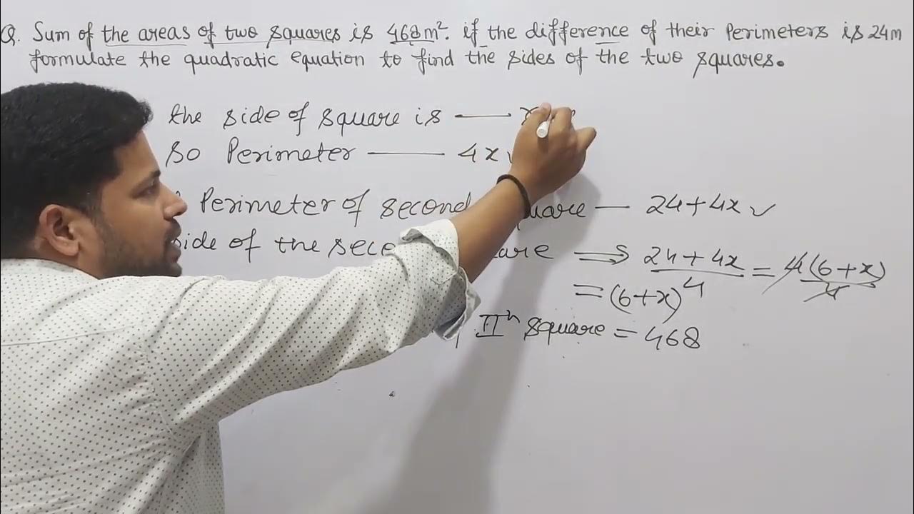 sum of the areas of two squares is 468 metres square, sum of the areas ...