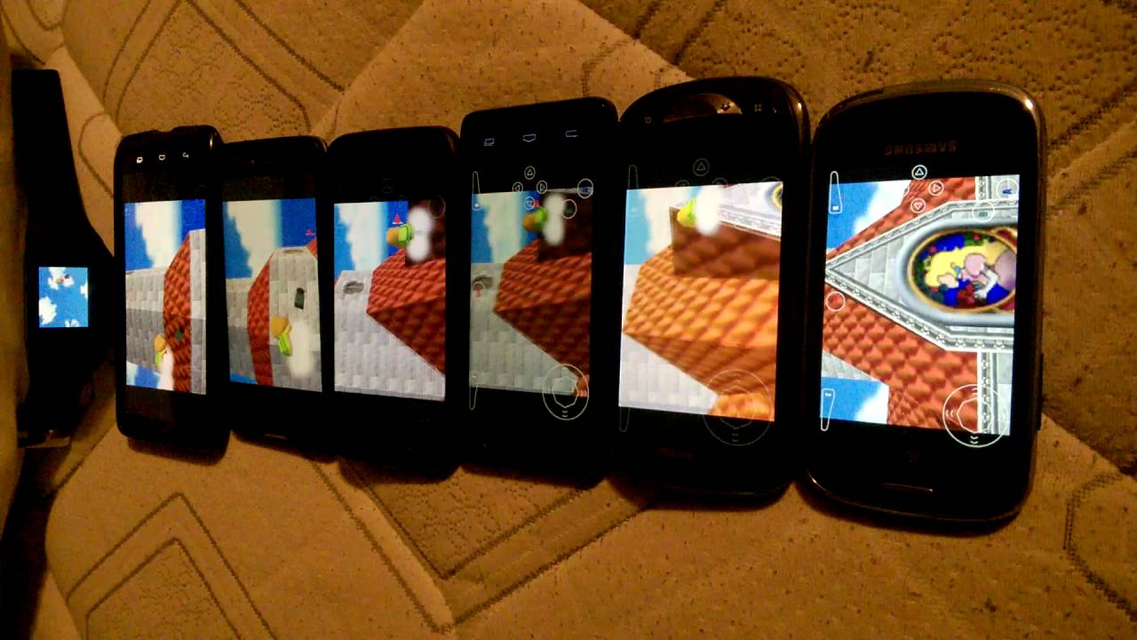 Super Mario 64 on 6 phones and a watch - YouTube