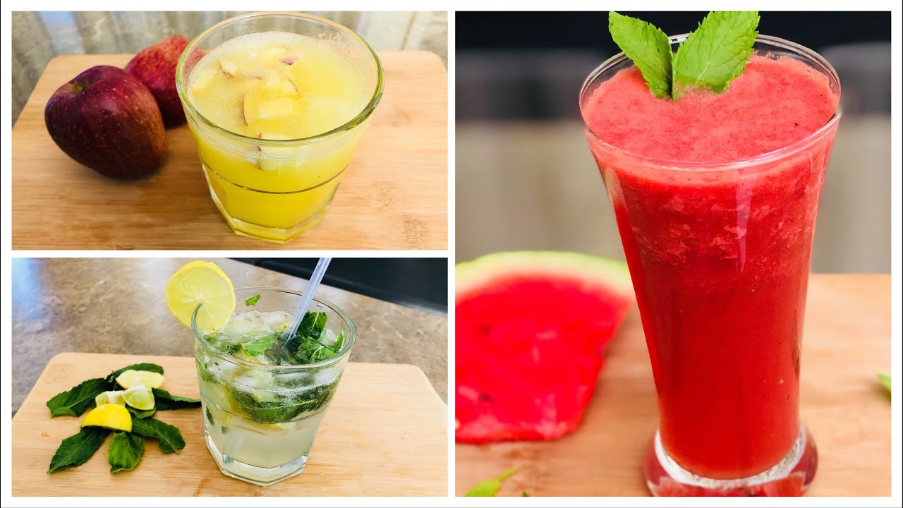 3 Types of Refreshing Juices & Drinks | Iftar Special, Apple Juice ...
