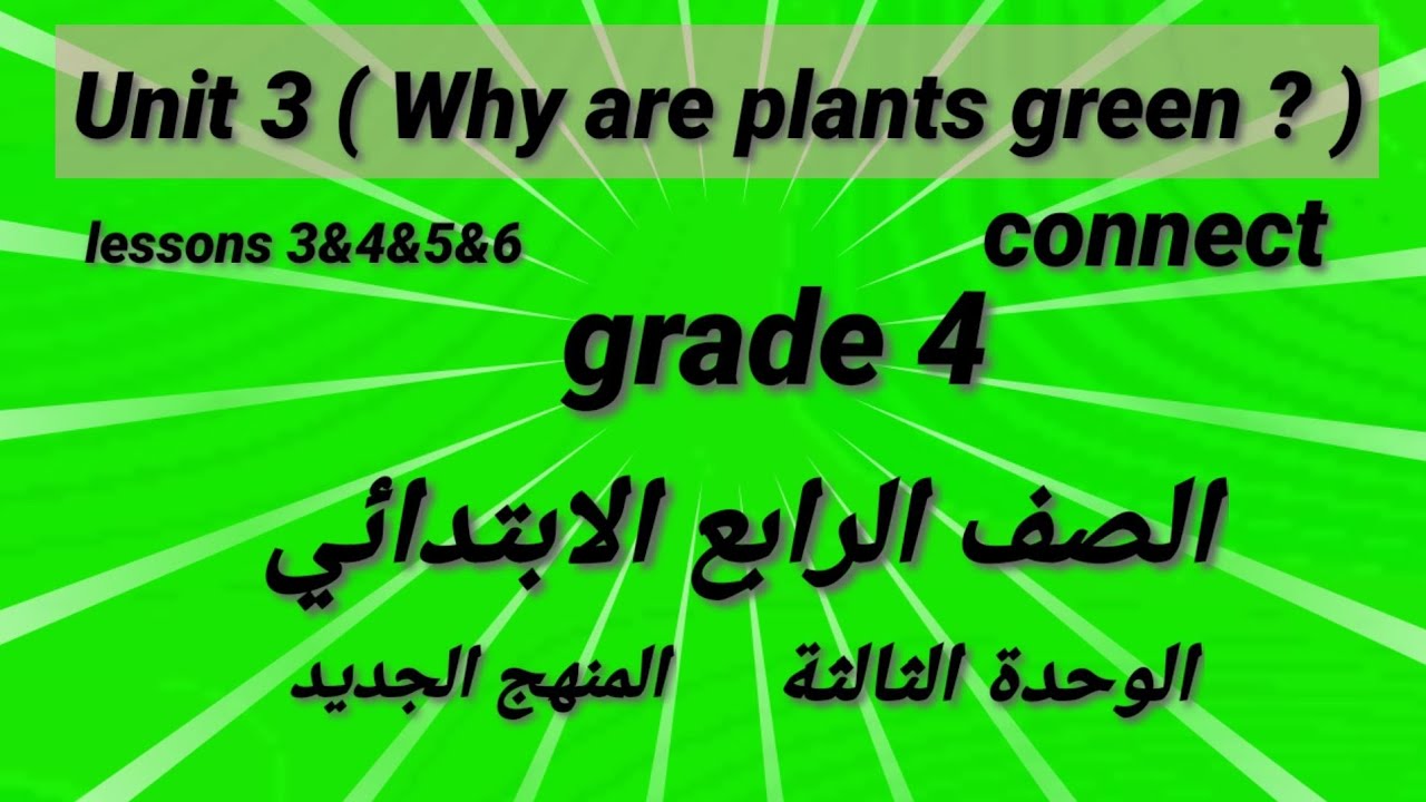 Unit 3( Why are plants green?) Lessons 3&4&5&6 connect grade 4 .الصف ...