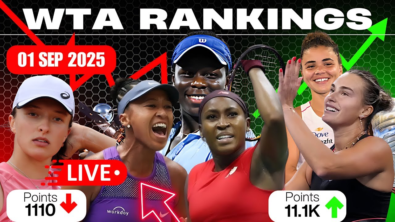US Open Shakes Up WTA Rankings! Gauff, Osaka, Swiatek, Sabalenka ...