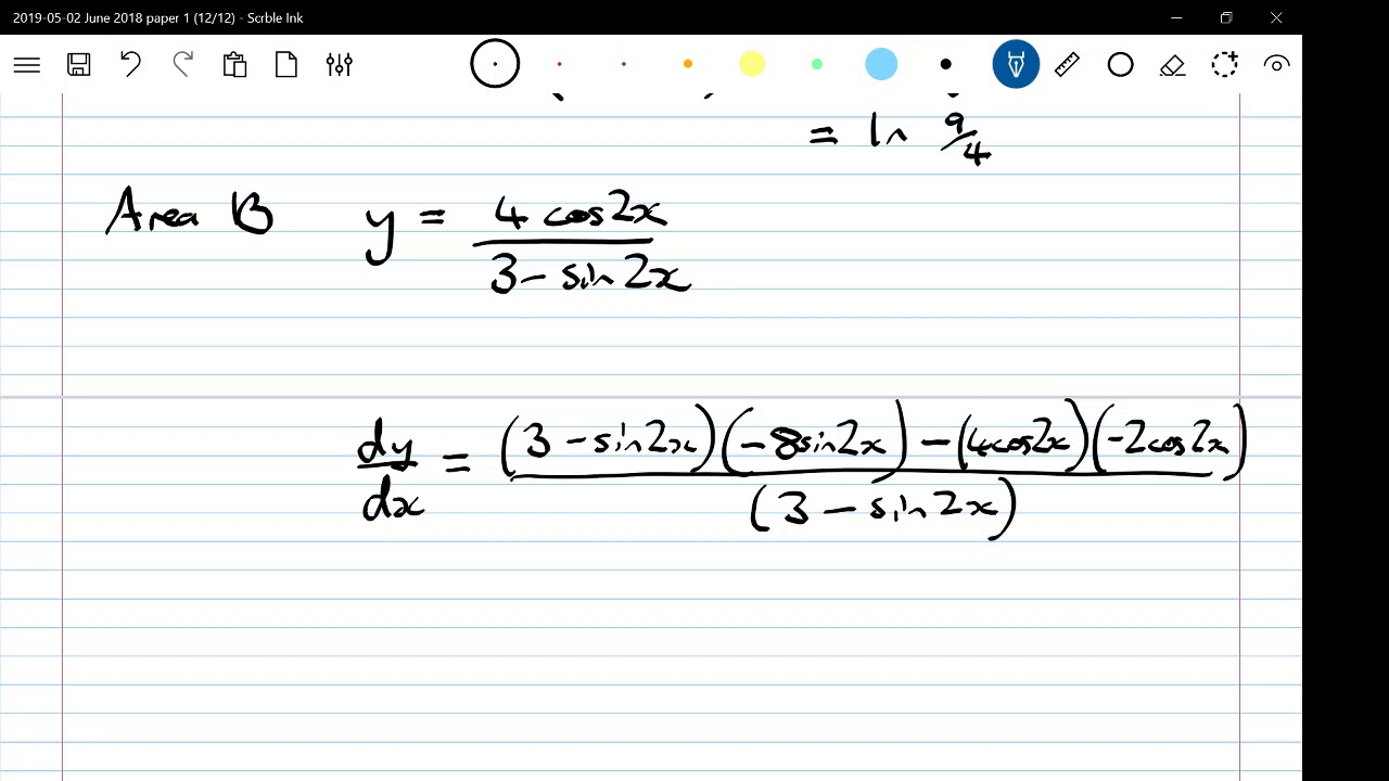A Level Maths OCR Paper 1 2018 q12 Integration (Areas) - YouTube