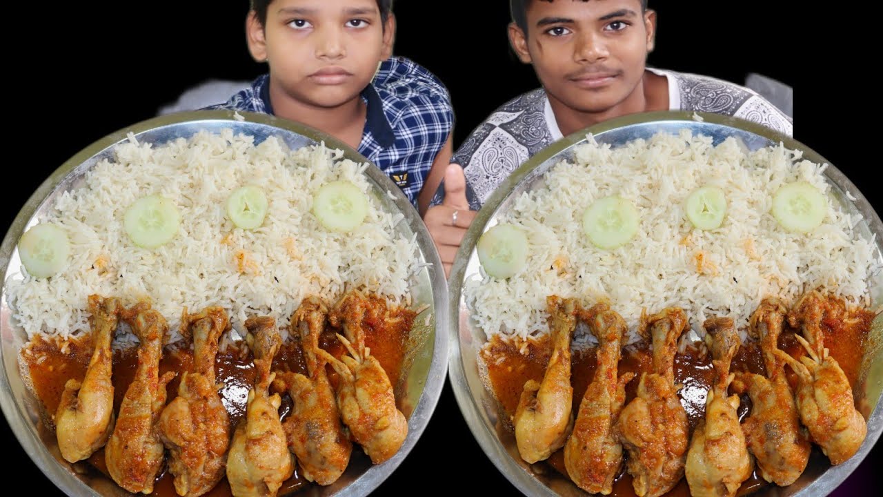 Spicy🥵 Desi Murga🐓Legs Curry & Jeera Rice Eating Challenge | Chicken ...