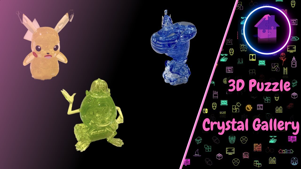 3d puzzle Crystal Gallery (Pikachu, Genie, Monsters inc) - YouTube