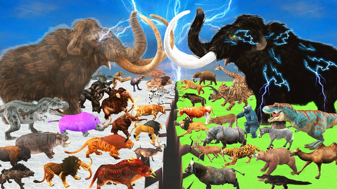 Prehistoric Mammals vs Modern Mammals Mammoth Elephant Dinosaur Size ...