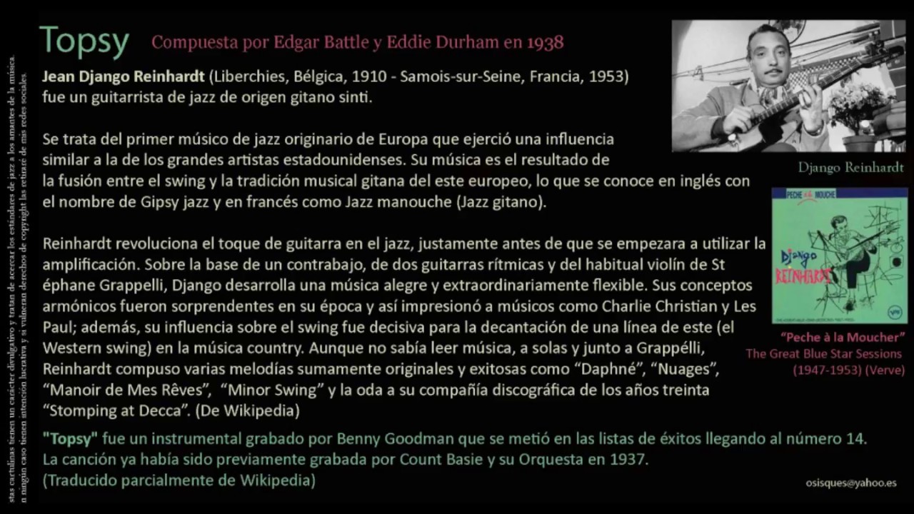 Topsy (Edgar Battle / Eddie Durham) - Django Reinhardt - YouTube