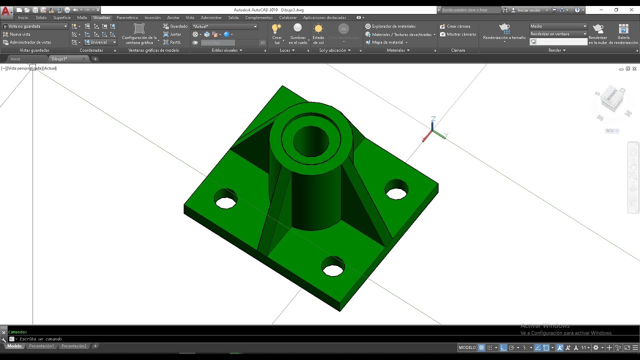PLACA DE BASE EN AUTOCAD 2019 - YouTube