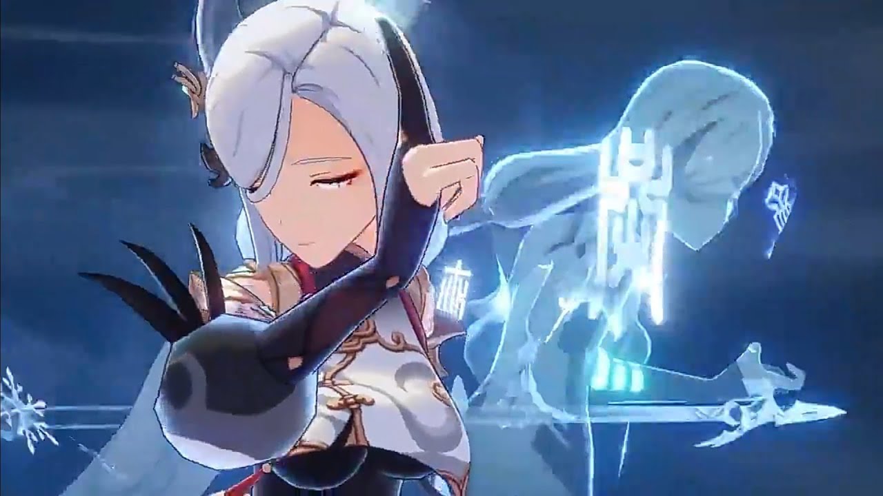 Shenhe Idles and Gameplay. Burst, Skill, Q, E. Genshin Impact 2.4 - YouTube