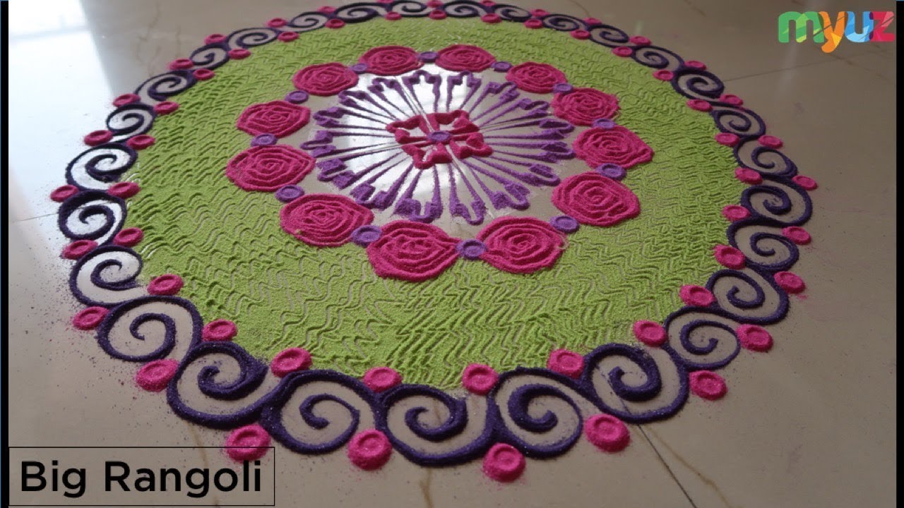 Rangoli Tips and Tricks: Big Rangoli Design - YouTube