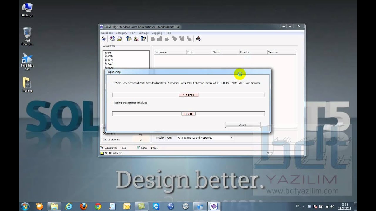 Solid Edge ST5 Standard Parts Kurulum Videosu - YouTube