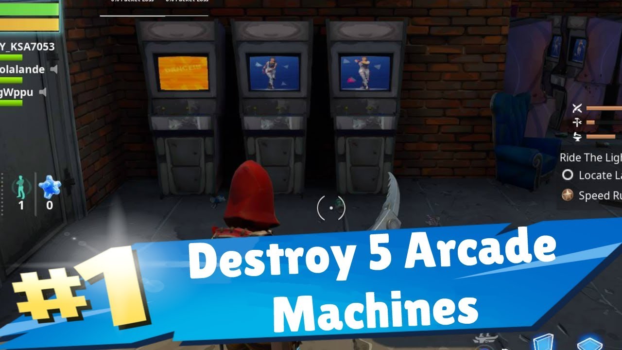 Destroy 5 Arcade Machines Save the World Fortnite Daily challenge 50 V ...