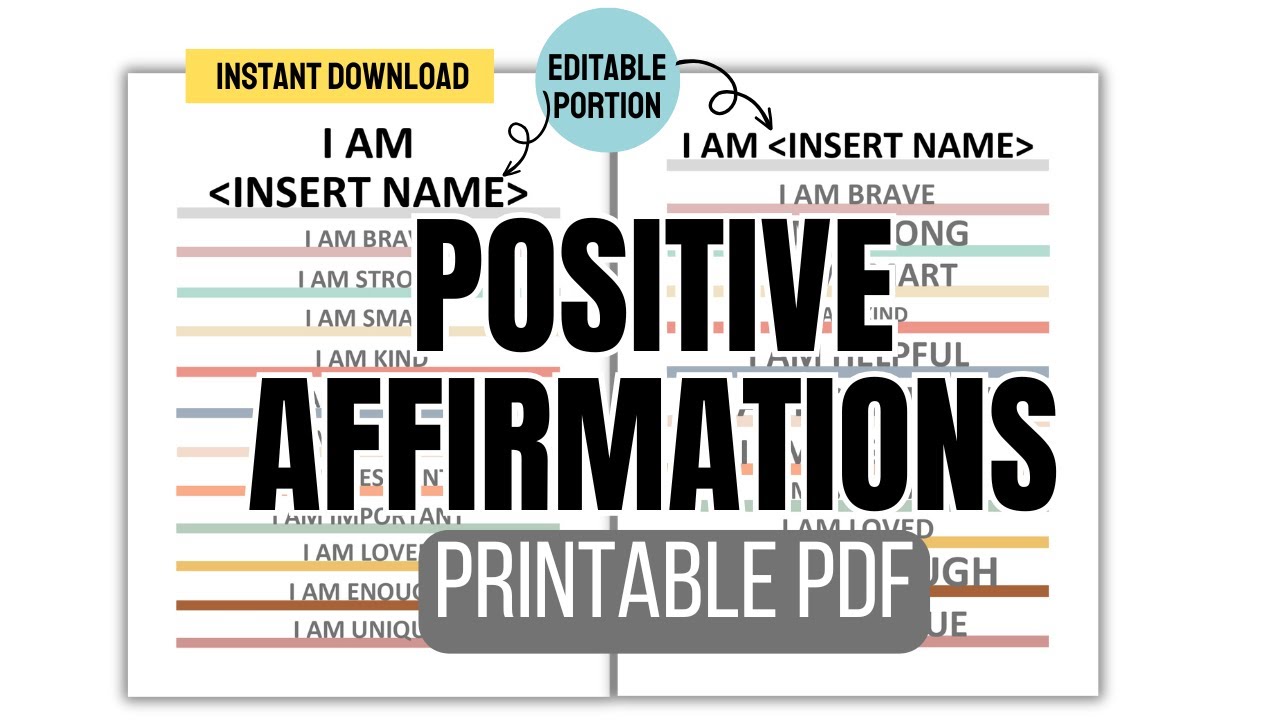 Positive Affirmations Printable (PDF) - YouTube