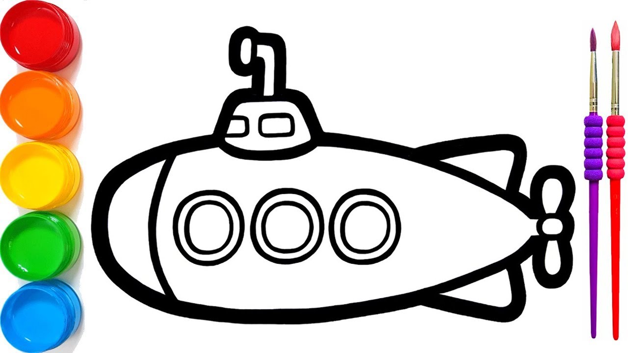 How to Draw a Submarine for Children's & Toddlers, #kids - YouTube