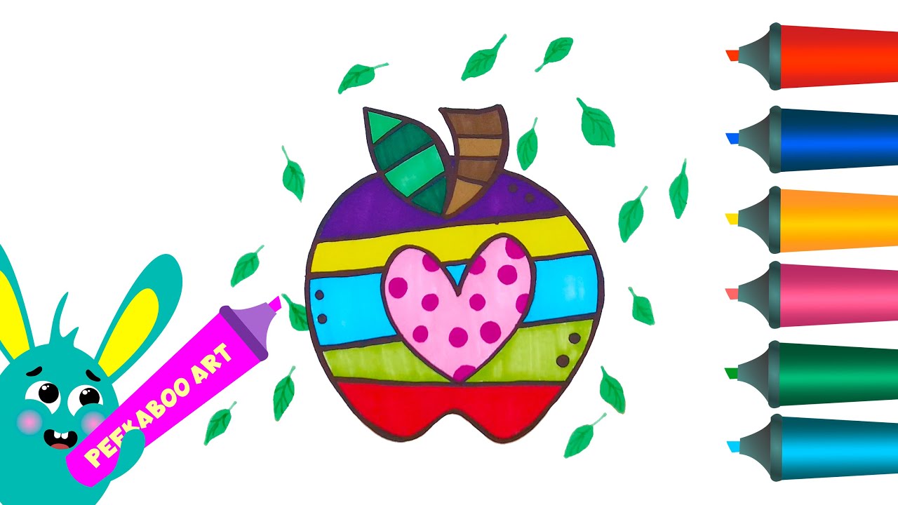 How to draw a rainbow apple 🍎🌈 - YouTube