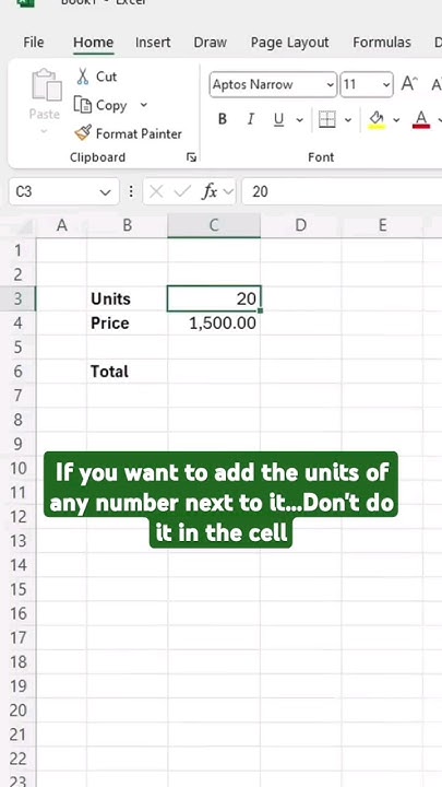 Quick excel tip: How to add units to values in a cell #finance #data # ...