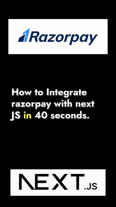 How to Integrate Razorpay with Next.js in 40 Seconds? - YouTube