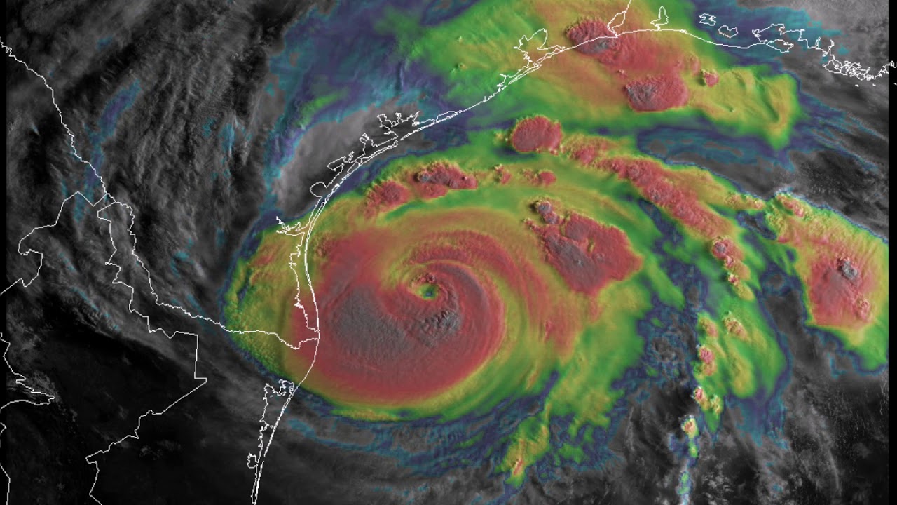 Harvey's Outer Rainbands Reach the Texas Coast - YouTube