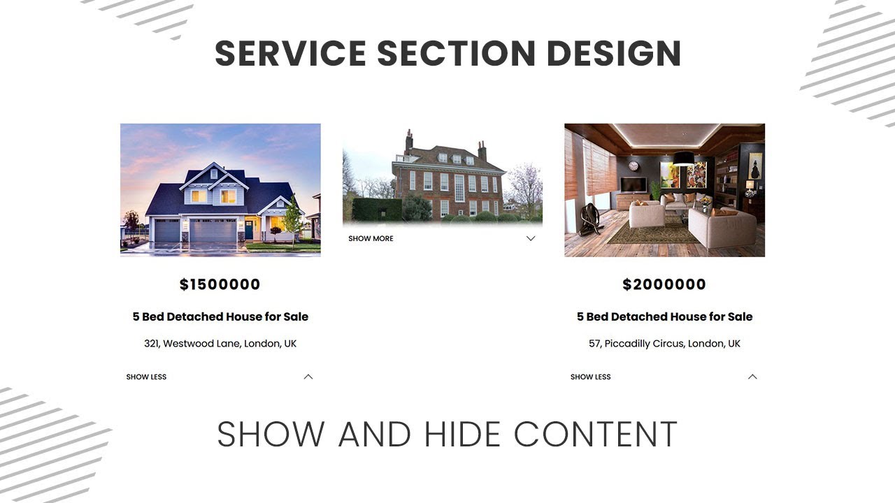 Services Section Design | Show And Hide Parts Of Content - YouTube