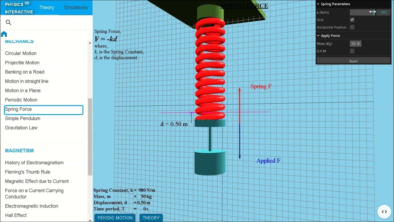 Interactive Physics in 3D - Hooke's Law Spring Force Simple Pendulum ...