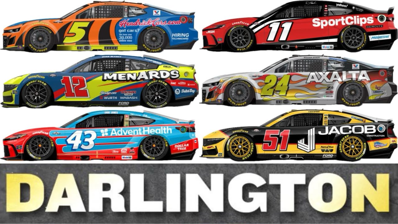 NASCAR Cup Series 2025 Darlington Throwback Race Paint Scheme Preview ...