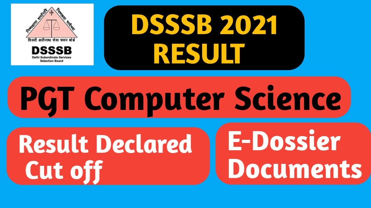 PGT Computer Science 2021 Result Declared DSSSB PGT CS Cut off 2021 ...