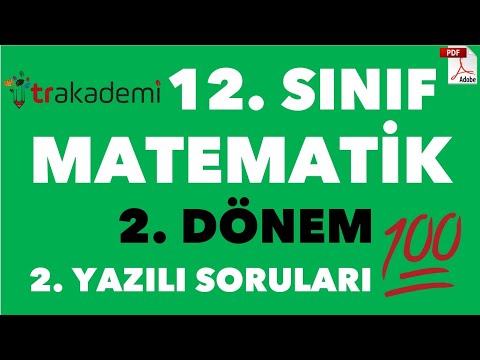 12. Sınıf Matematik 2. Dönem 2. Yazılı Soruları ve Cevapları PDF Yazılı 101