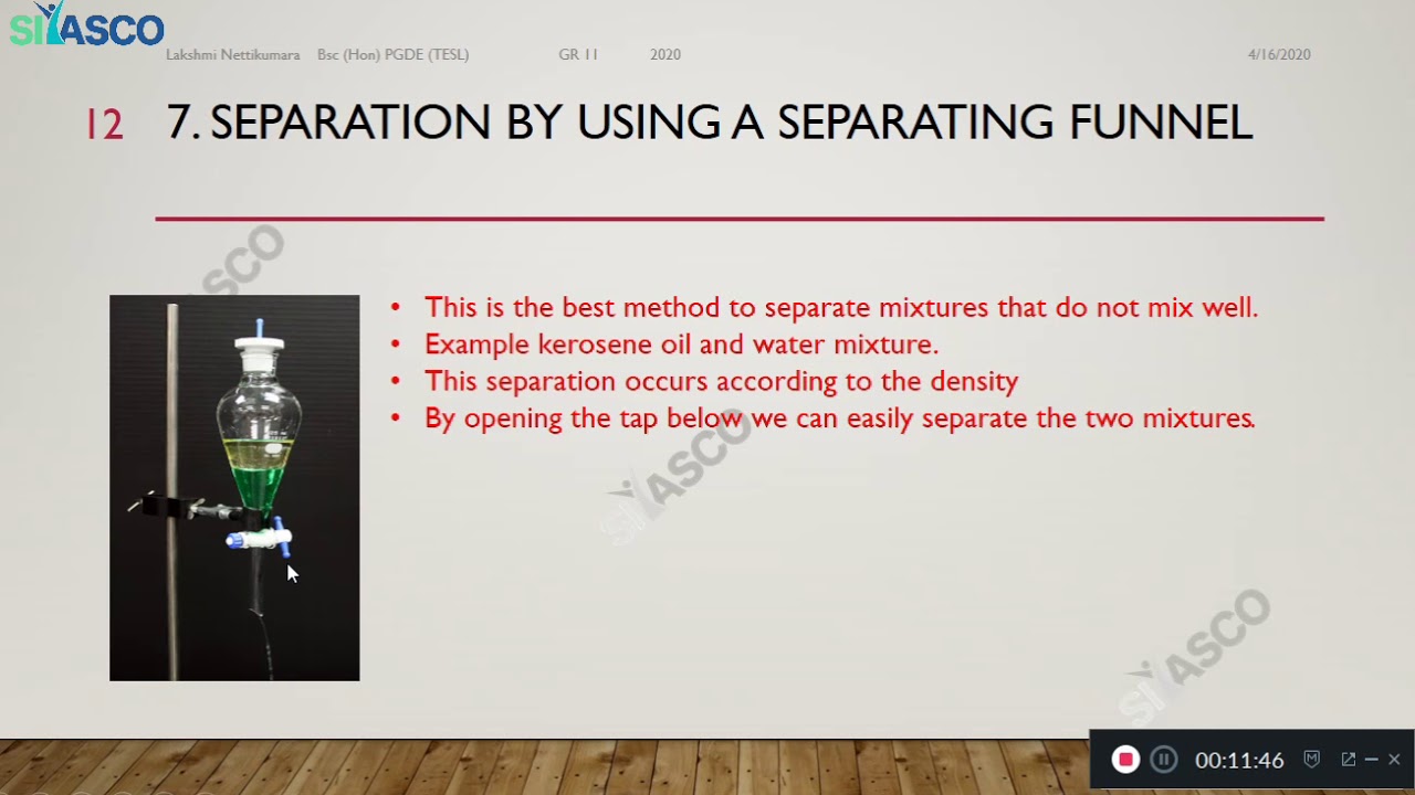 Grade 11 Chemistry Separation Techniques for Heterogeneous Mixtures Sri ...