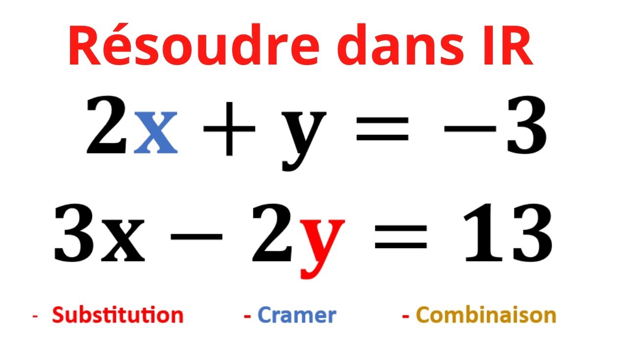 Résoudre un système de 2 équations à 2 inconnues : Substitution, Cramer ...