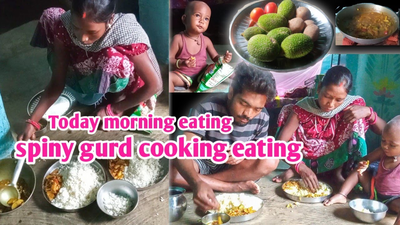 Spiny gurd khakshi vegetable cooking eating with rice eating || JH ...