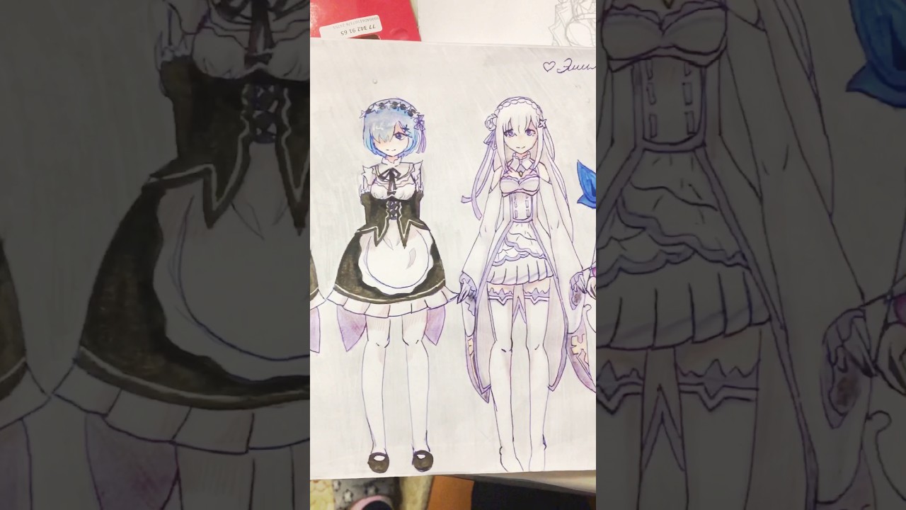 I draw Ram, Rem, Emilia and Felix Argail|#cupcat #music#edit#reels # ...