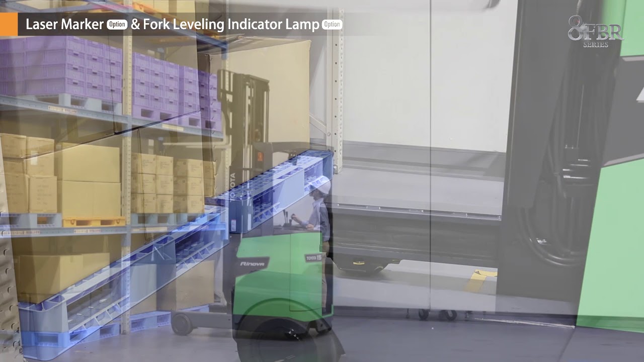 TOYOTA Stand up Reach Forklift 8FBR Laser Marker and Fork Leveling ...