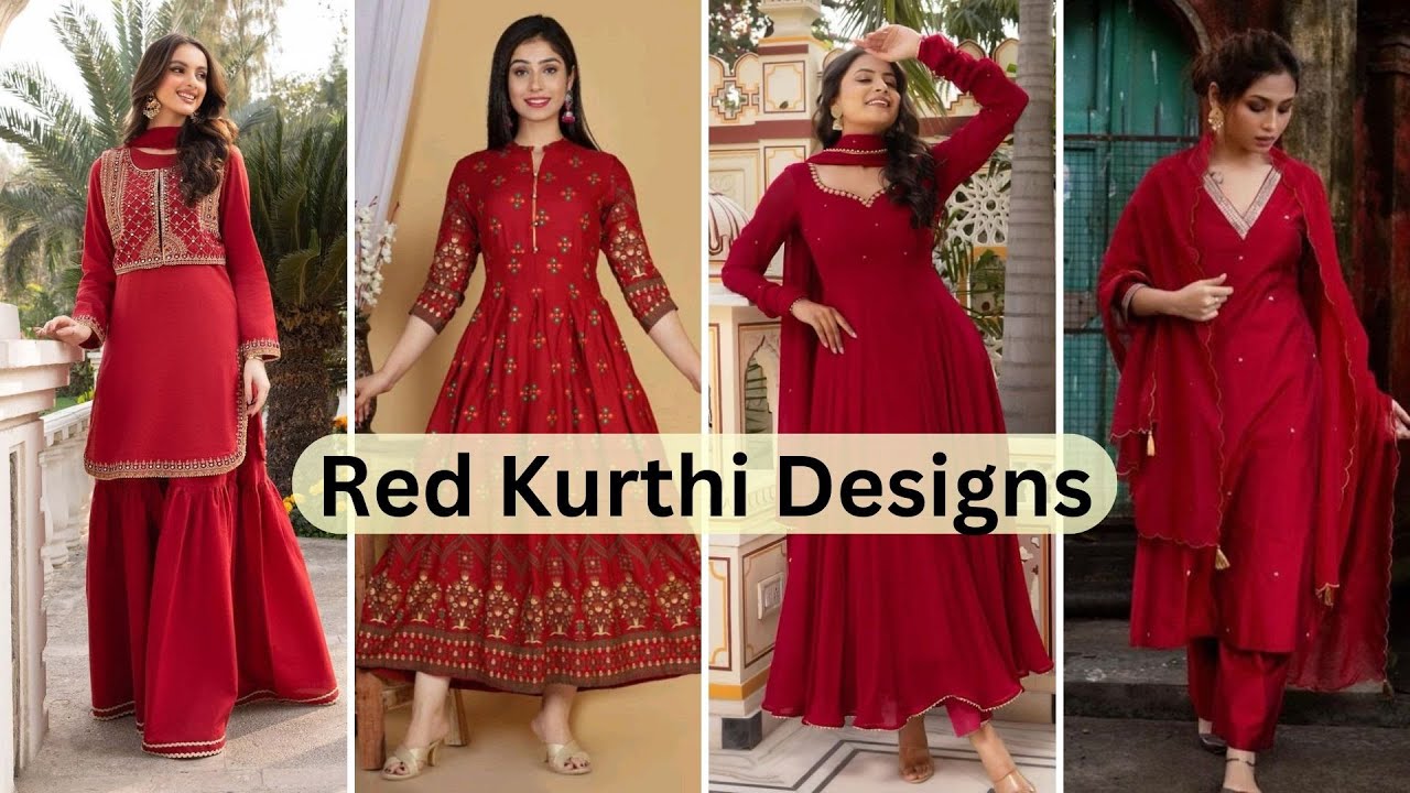 latest new stylish red 💖💖color dress design ideas||red color ...