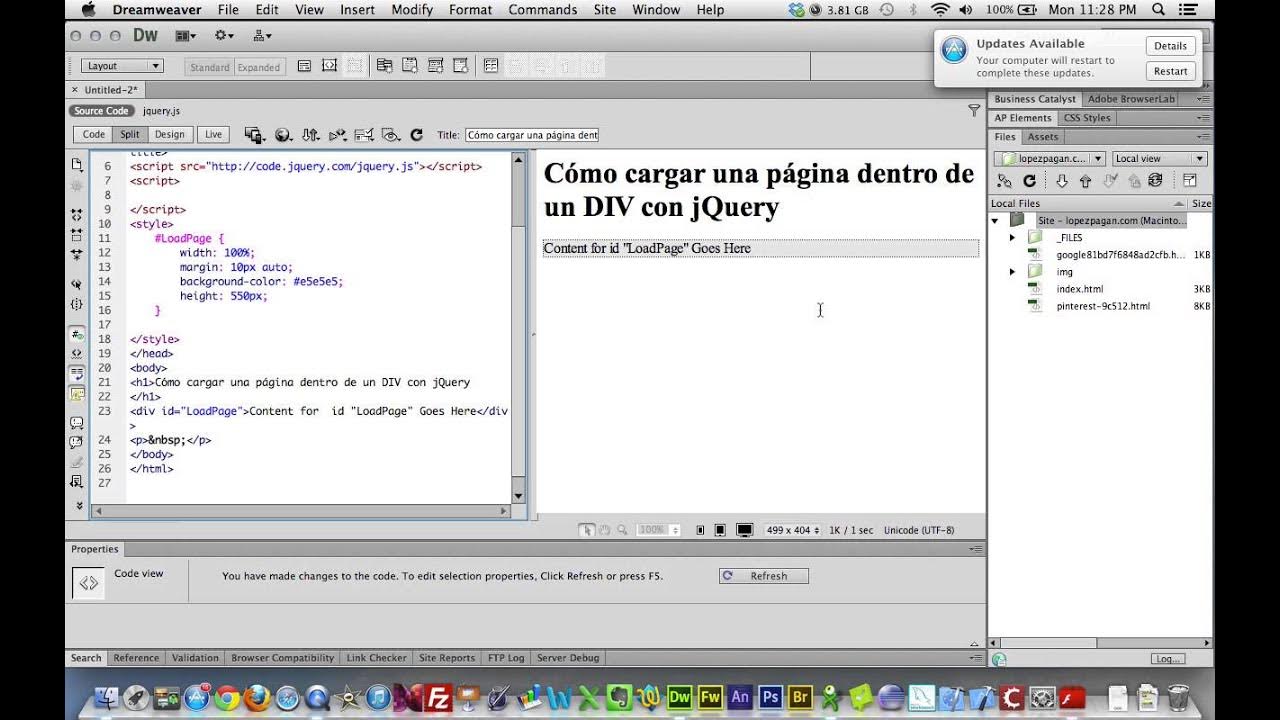 Cómo Cargar Una Página Dentro de un DIV con jQuery - YouTube