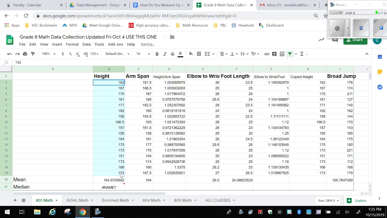 Using Google Sheets to Calculate Measures of Central Tendency - YouTube