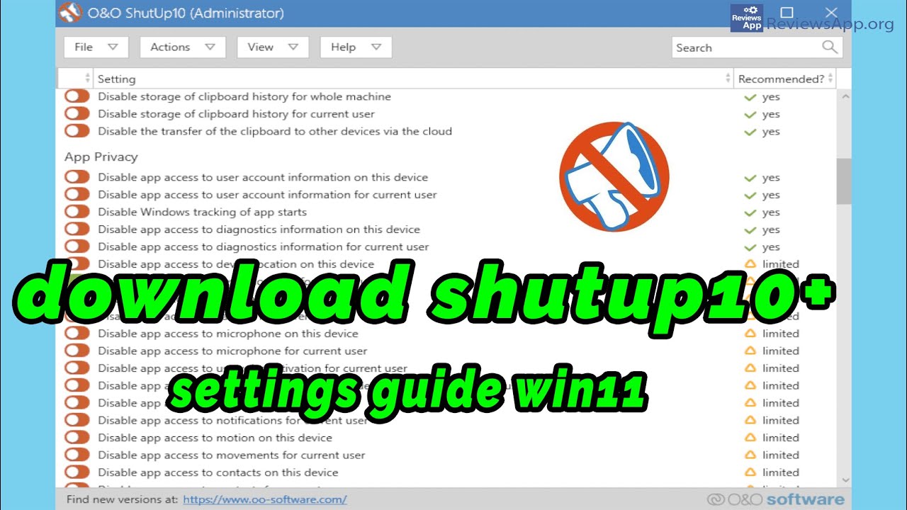 O&O ShutUp10 + download on windows 11 & 10 O&O ShutUp10 + best settings ...