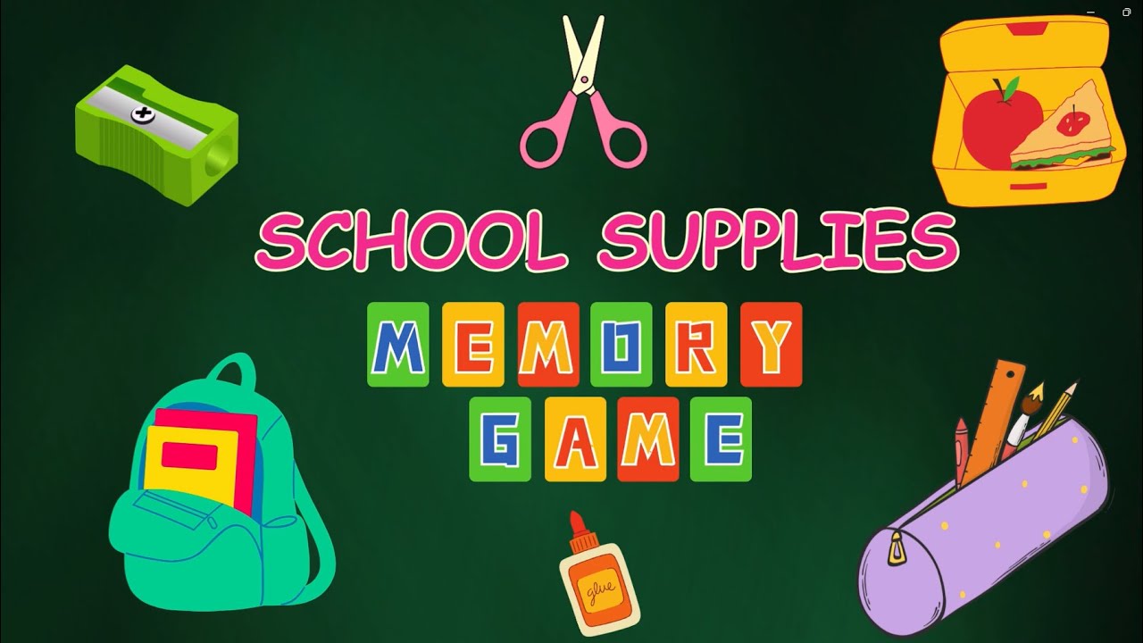 School Supplies for kids | Memory Game - YouTube