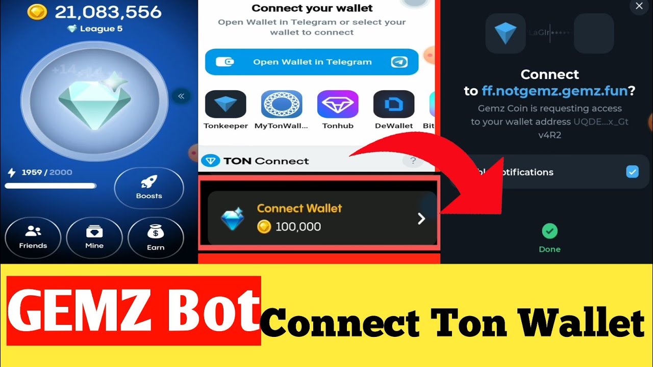 How To Connect Ton Wallet To Gemz - YouTube