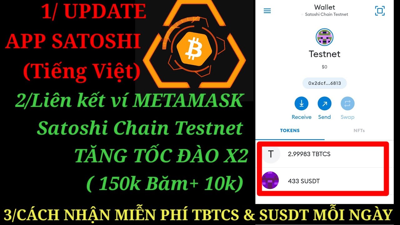 3.UPDATE SATOSHI - Testnet SATOSHI tăng tốc độ đào - Lấy trứng Phục ...
