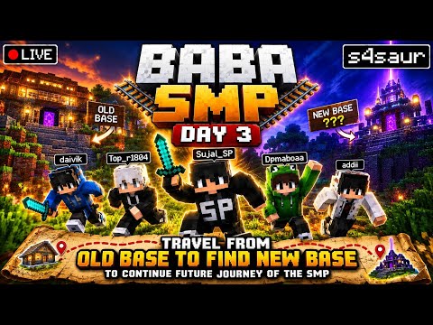 FINDING NEW BIOME FOR BABA SMP — DAY 3 | LIVE 🔴 | s4saur
