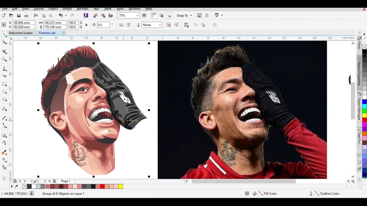 ROBERTO FIRMINO Speed Art | Corel Draw X7 - YouTube