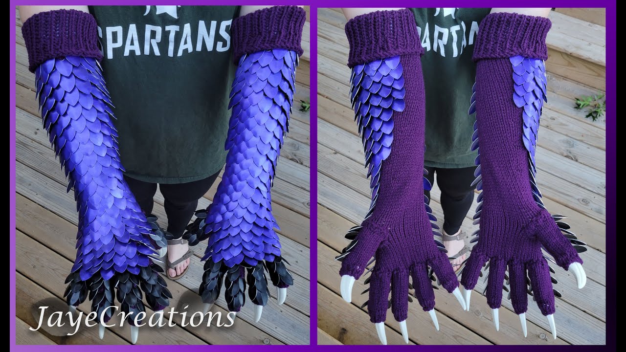 Large Clawed Purple Dragon Arms - Hand Knit Scalemail - ASMR ...