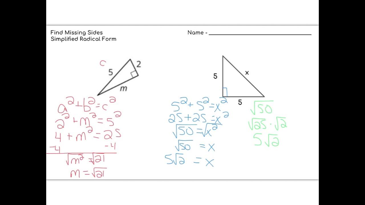 Find Missing Sides - Simplified Radical Form - YouTube