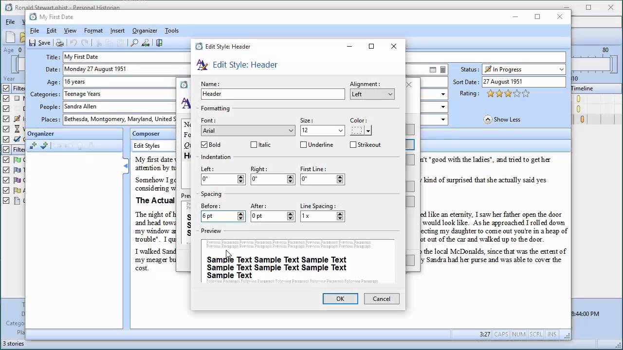 Using Styles in Personal Historian - YouTube