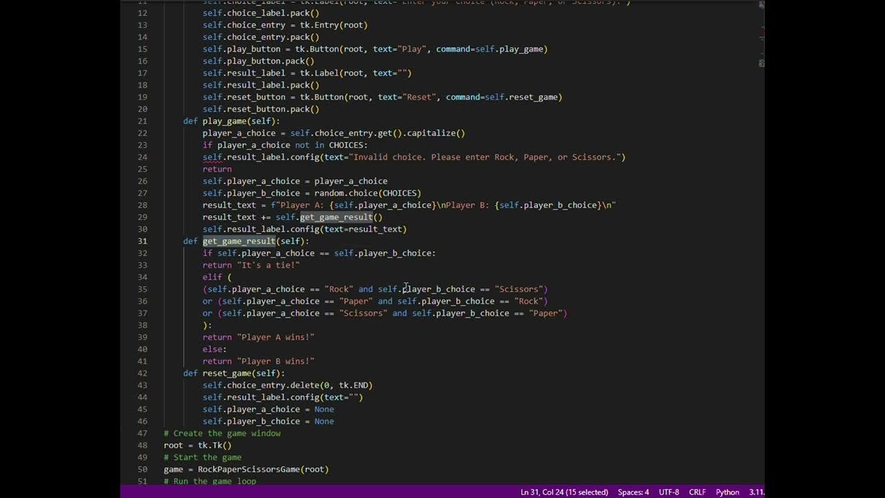 Creating a simple Rock paper scissor game using tkinter python - YouTube