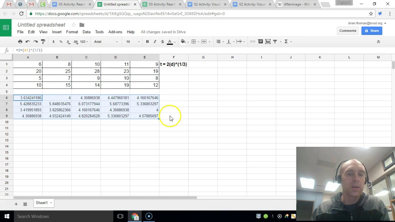 Spreadsheet Formula Table - YouTube