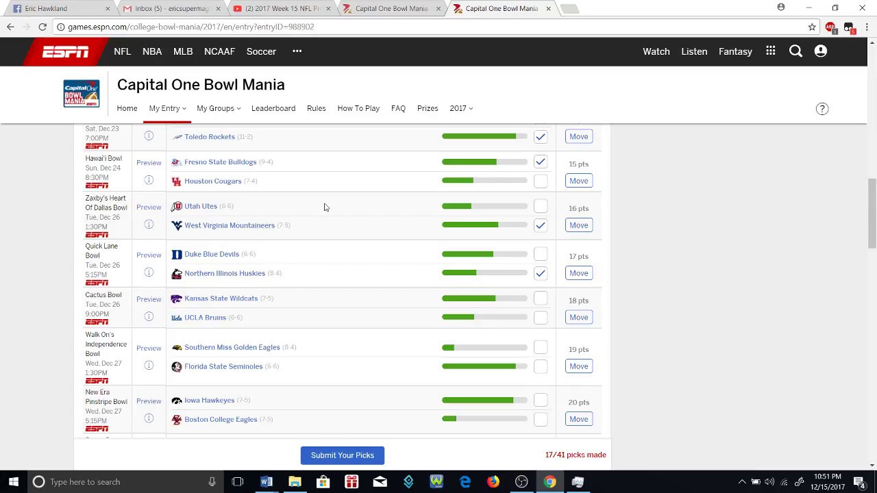Bowl Mania Predictions 2017 - YouTube